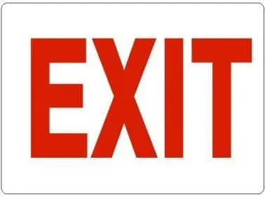 SAFEHOUSE SIGNS - EXIT Sign - Red Letters on white background